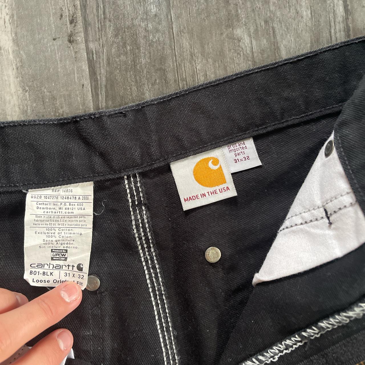 Vintage 90's Black Carhartt Carpenter Double Knee... - Depop