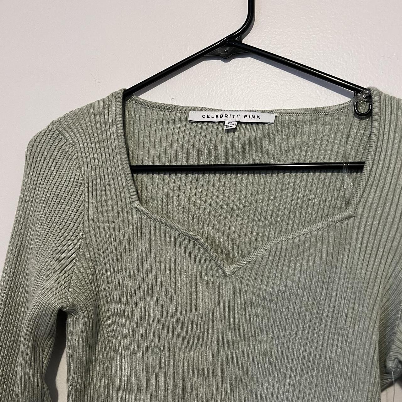 Sage green form fitting long sleeve top! - Depop