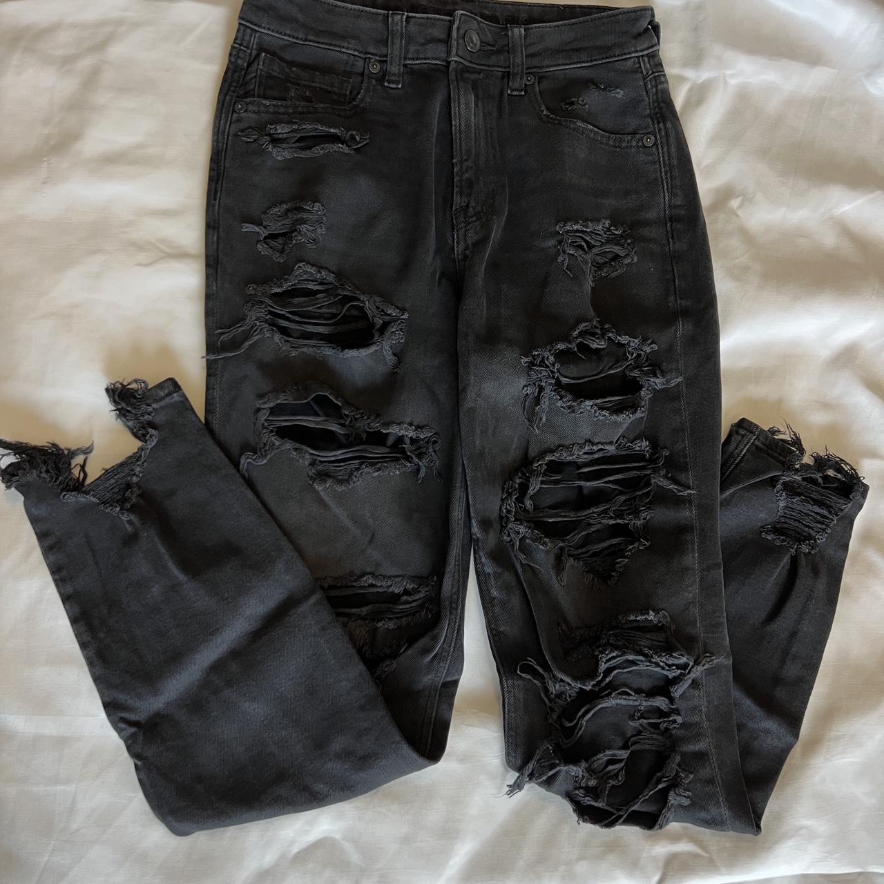 American Eagle Black, distressed jeans, Strigid... - Depop
