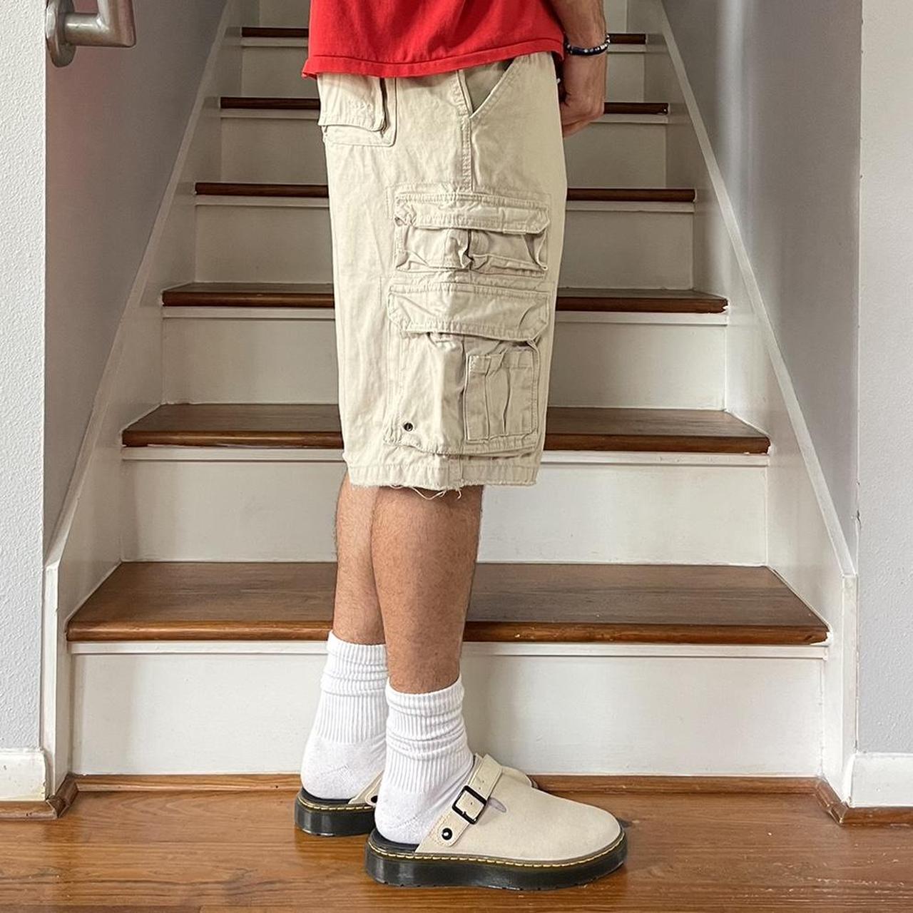 Vintage Distressed Cargo Shorts baggy fit,... - Depop