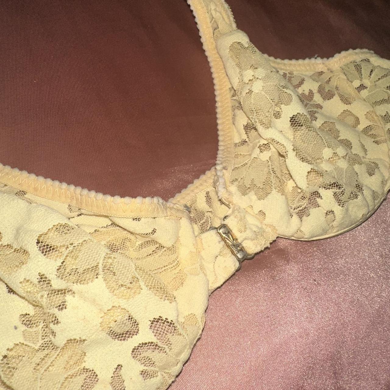Vintage victoria secret lace light yellow bralette... - Depop