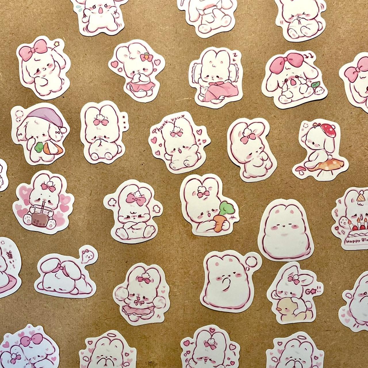 #91 Cute Pink Bunny Stickers All stickers are... - Depop