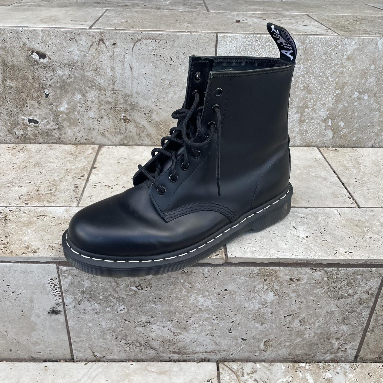 High top doc marten with white stitching. Barely... - Depop