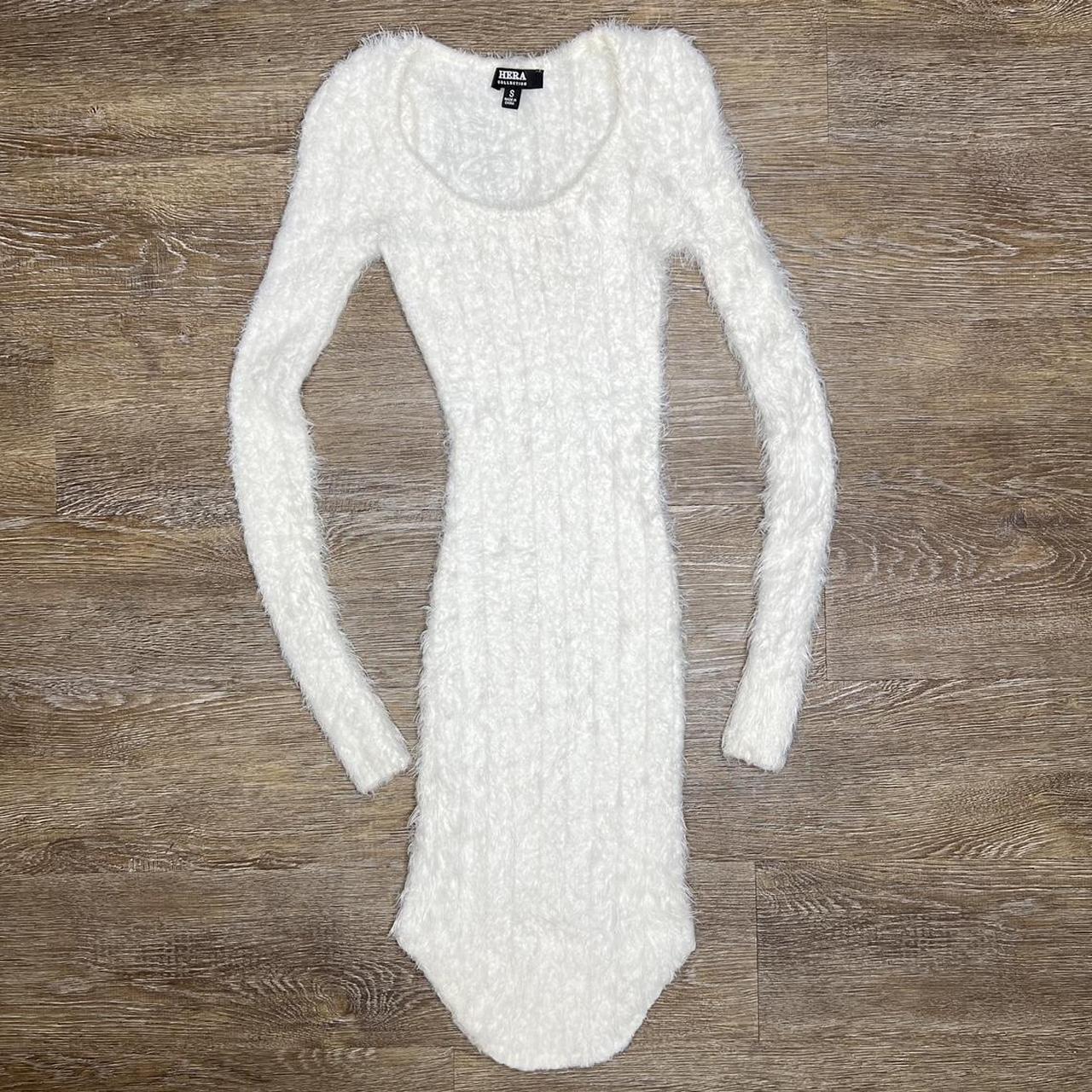 White Furry Dress Brand: Hera Collection Size:... - Depop