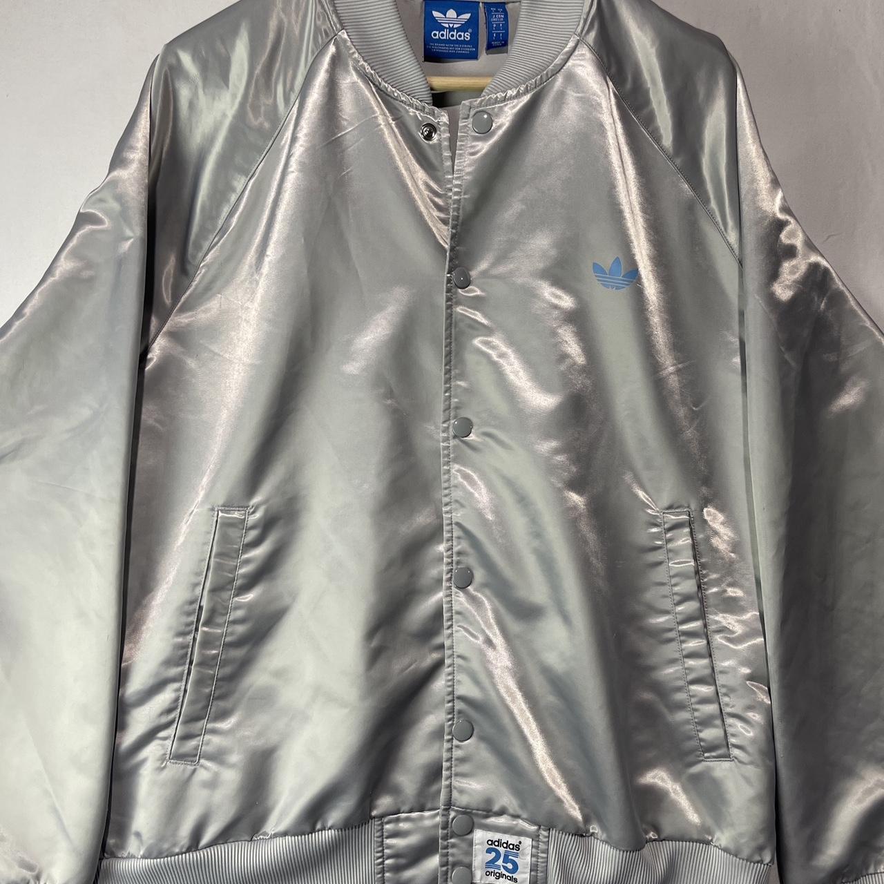 Adidas Originals Men's Silver and Blue Jacket | Depop