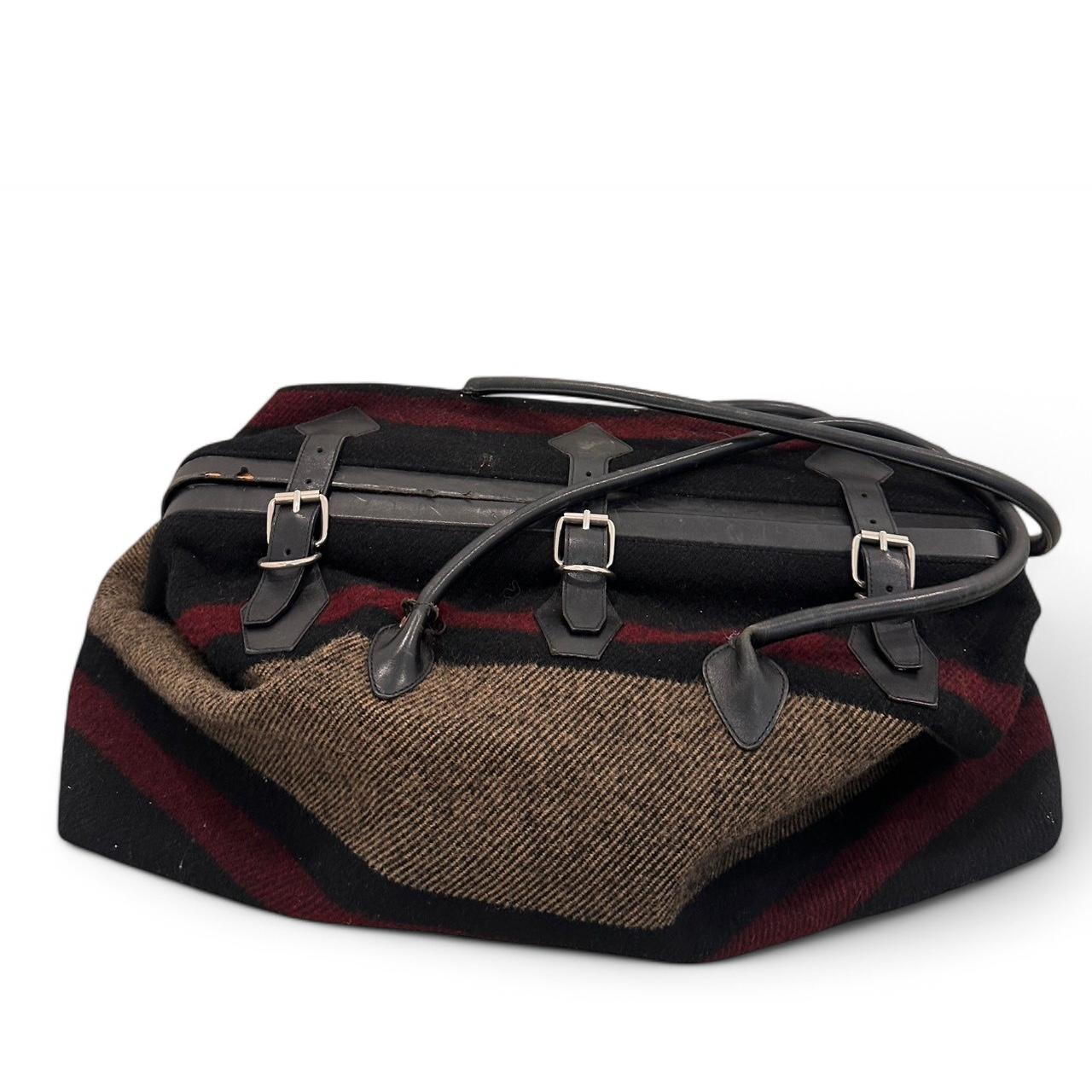 Brown and black vintage leather Burberry weekender... | Depop