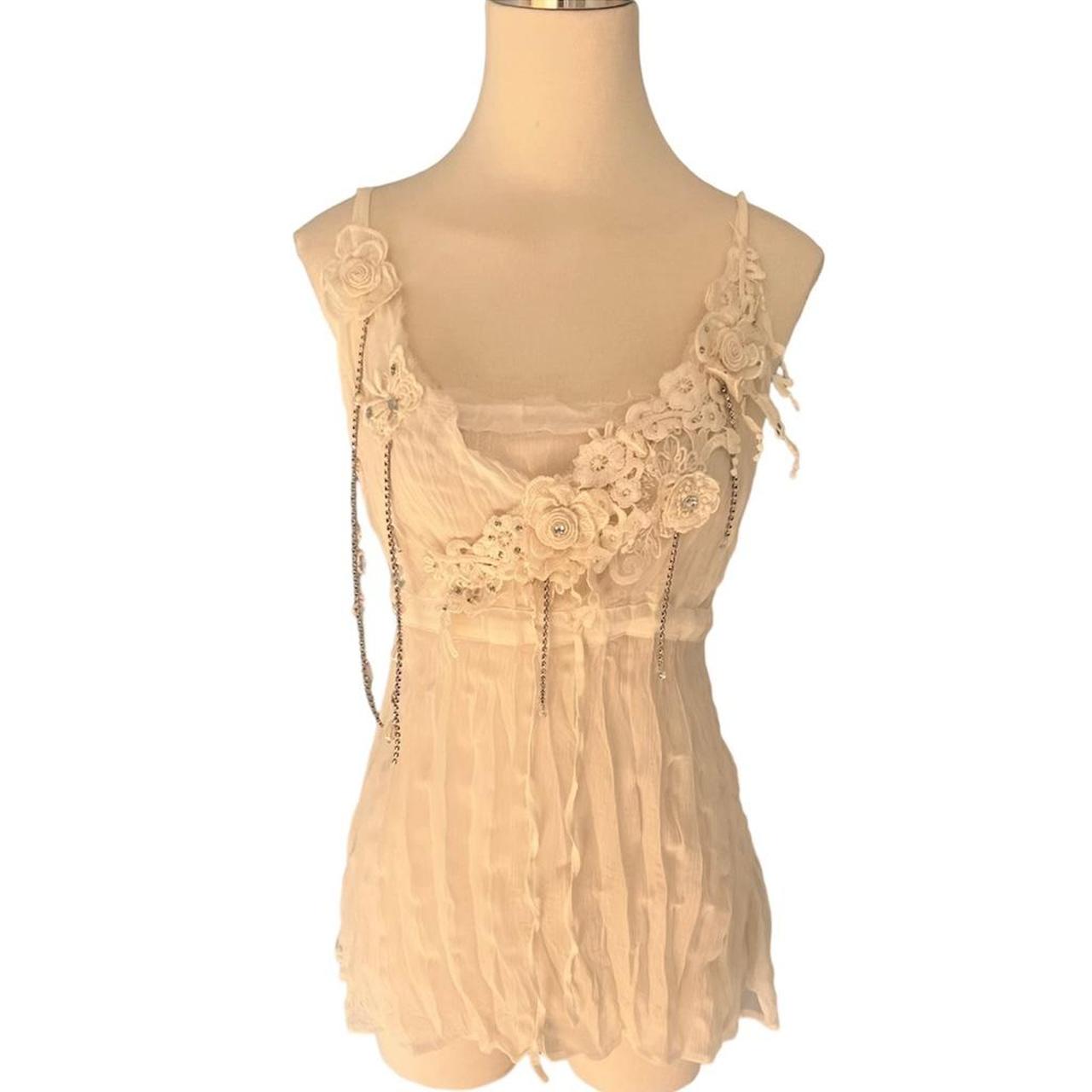 Super detailed vintage fairy core mesh top with... - Depop