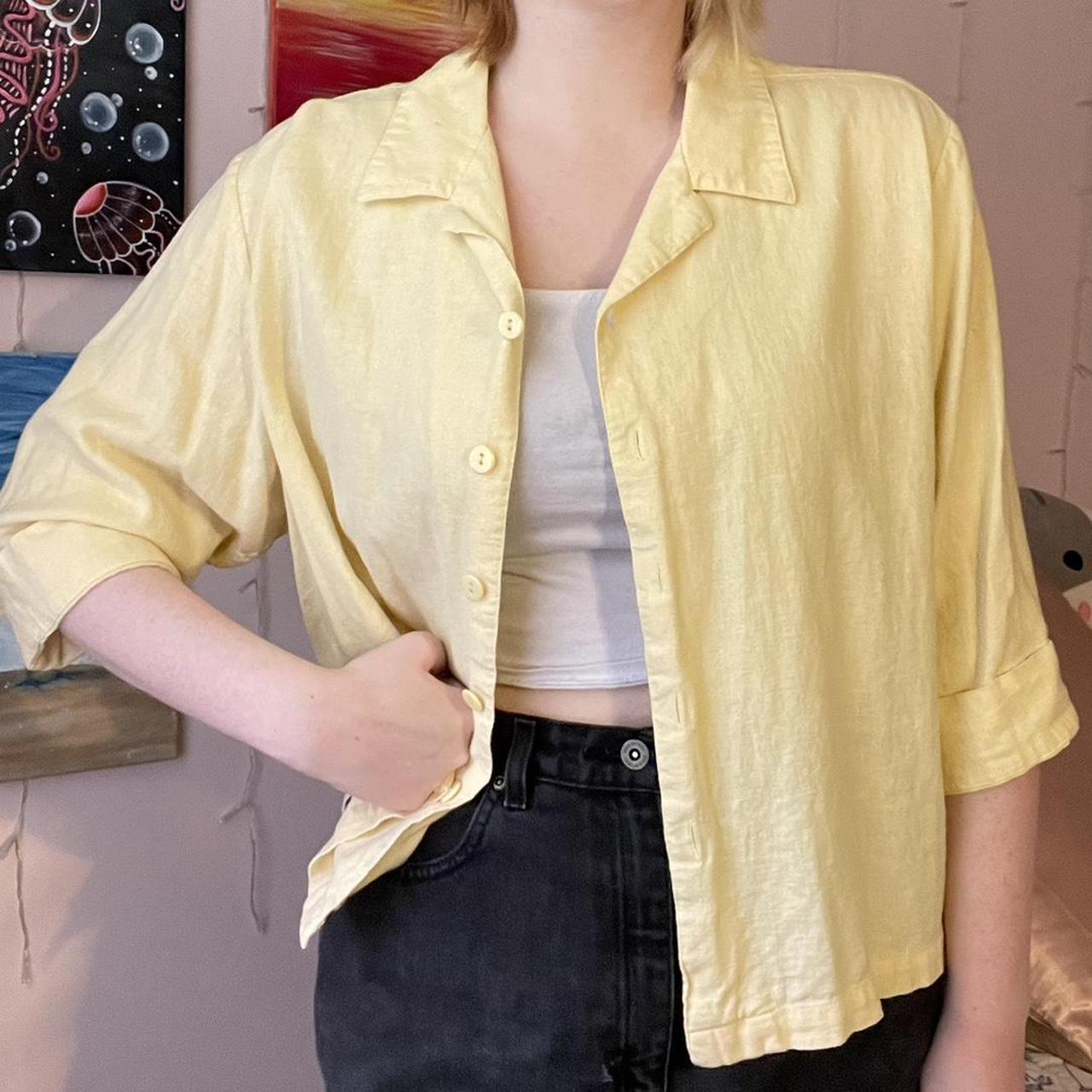 Pastel Yellow Button-up Collared Shirt - worn only a... - Depop