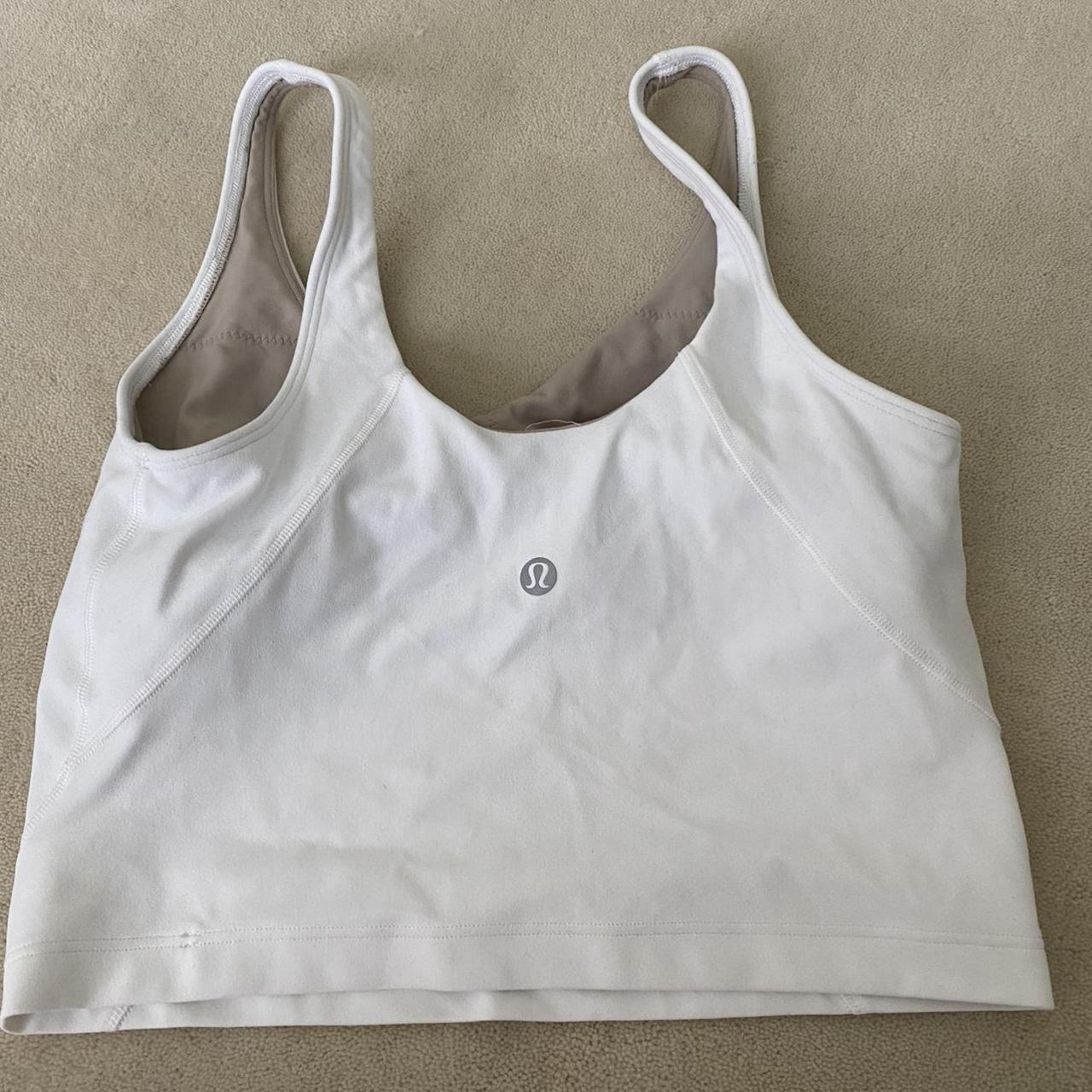 Lululemon white align tank top size 4 Worn once no... - Depop