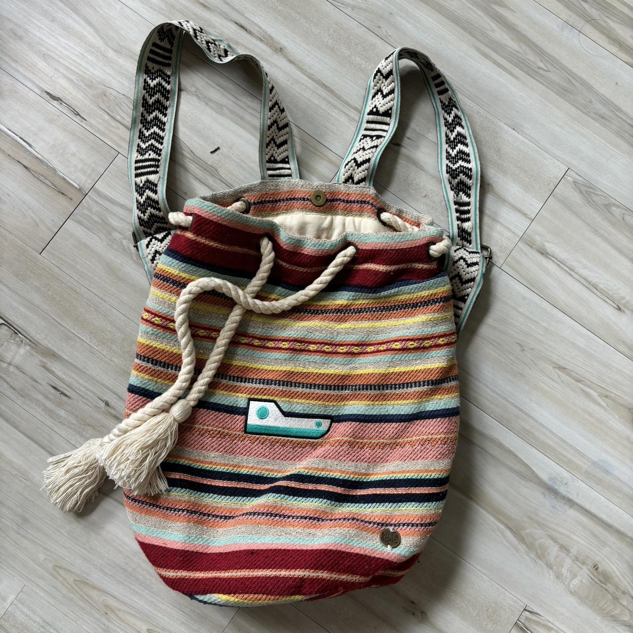 Boho style billabong backpack bag Drawstring - Depop