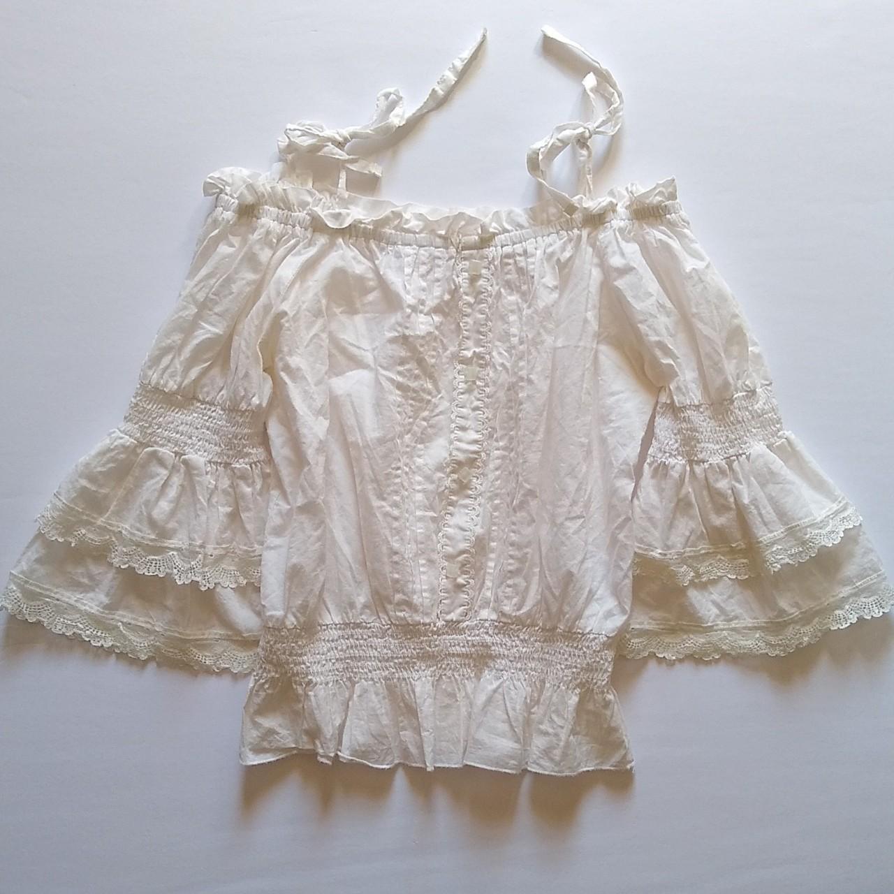 White lolita ruffle milkmaid princess lace top from... - Depop