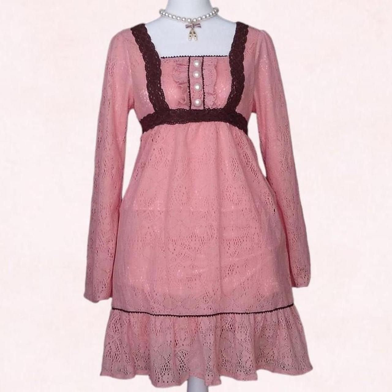 Coquette dollette dress babydoll milkmaid lace... | Depop