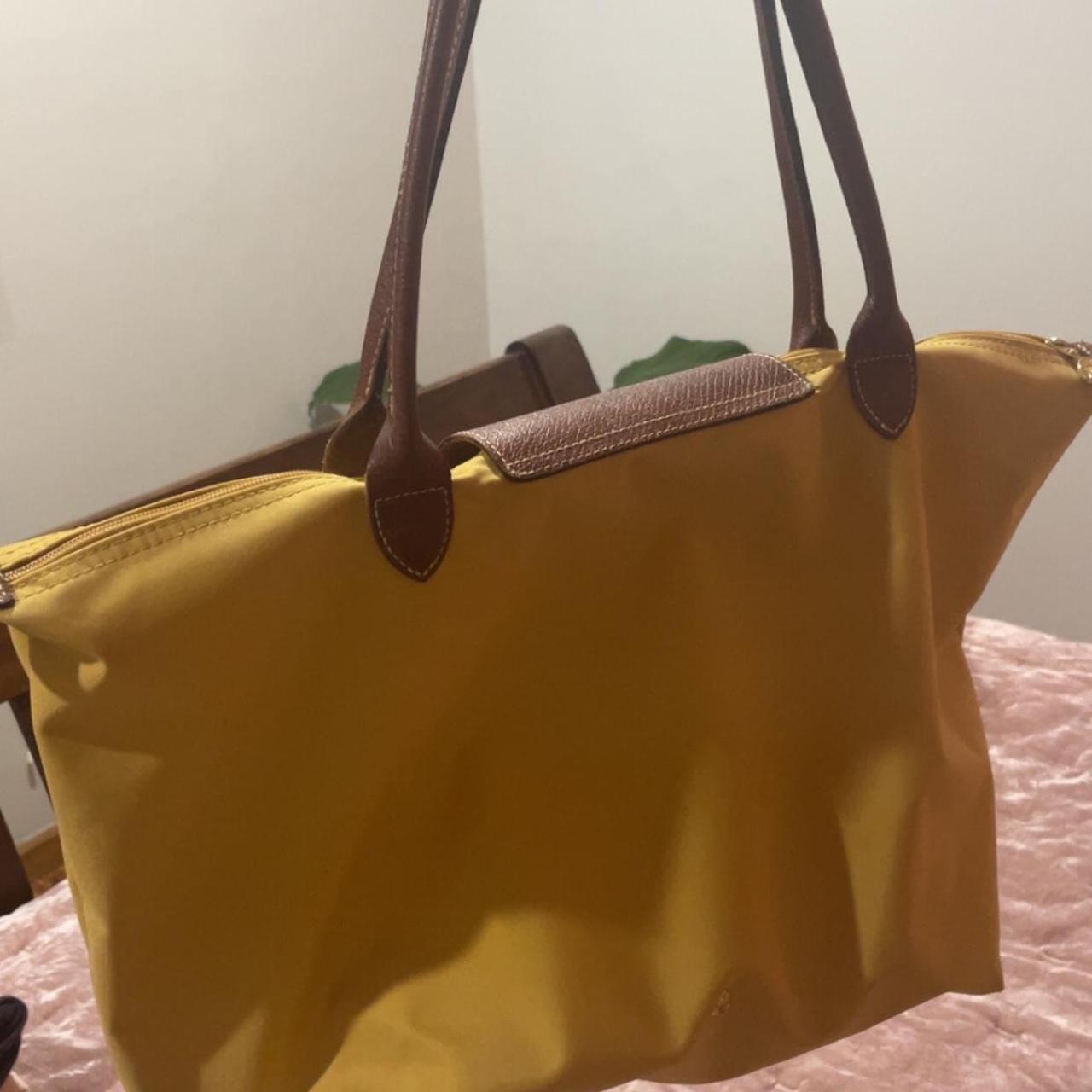Yellow and Brown Women’s Longchamp Bag - Depop