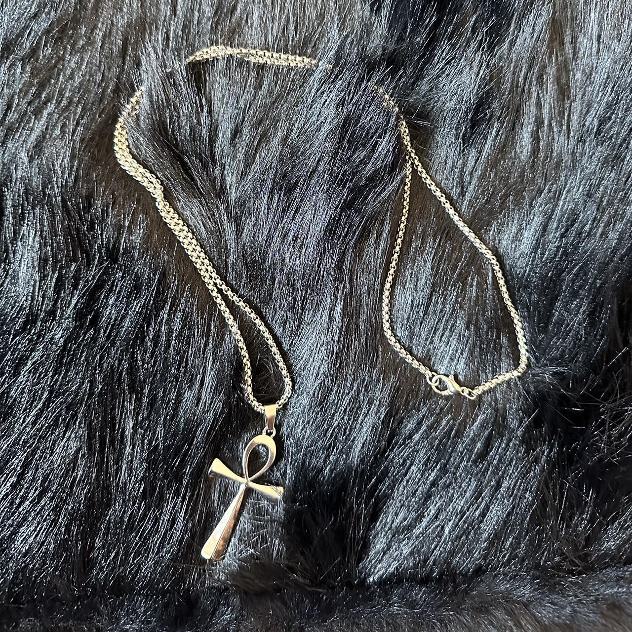 Silver ankh chain necklace for eternal life Super... - Depop
