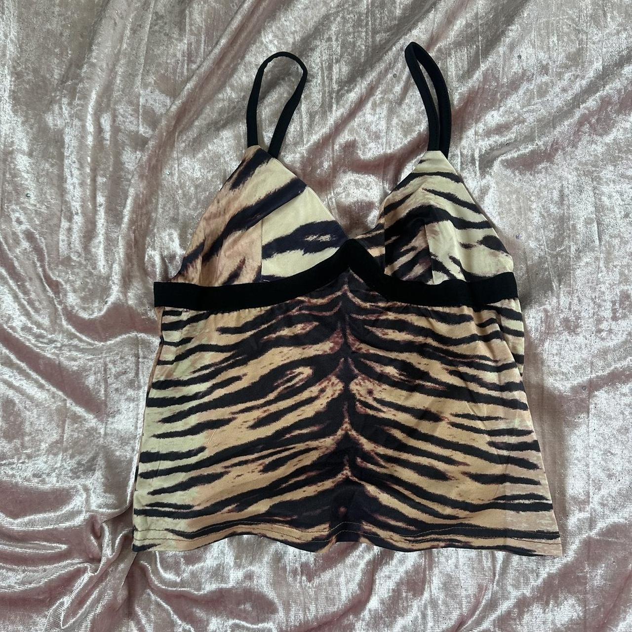 Hot vintage y2k summer tiger print cami tank top... - Depop