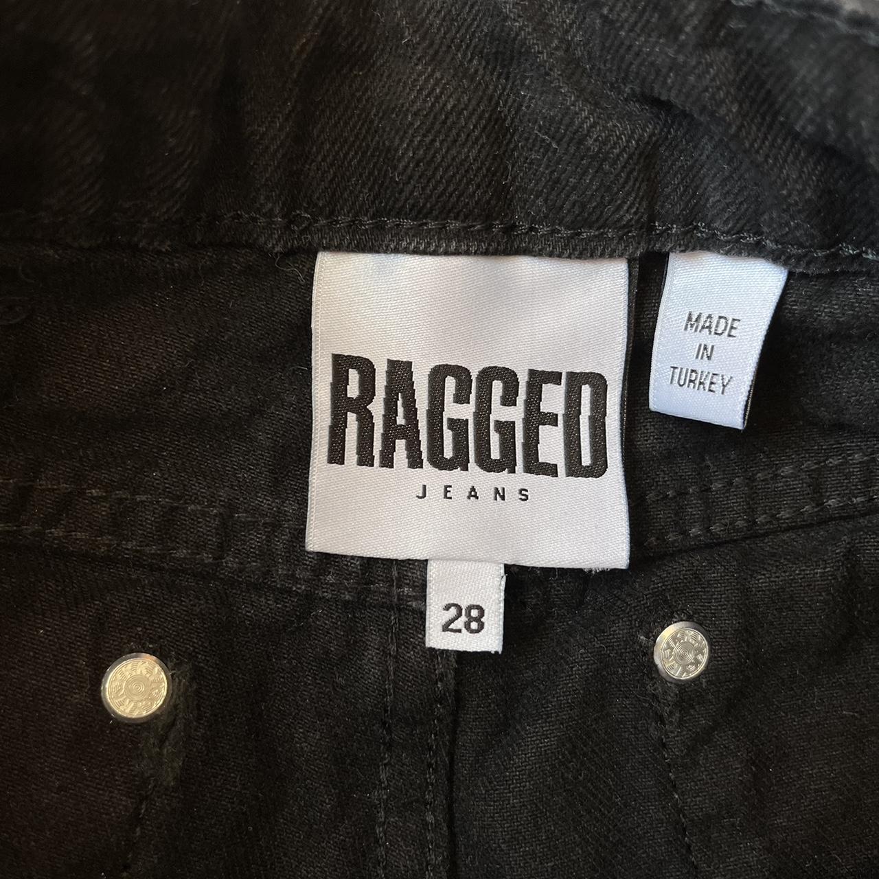 Ragged jeans, black checkered, never worn, size 28 - Depop