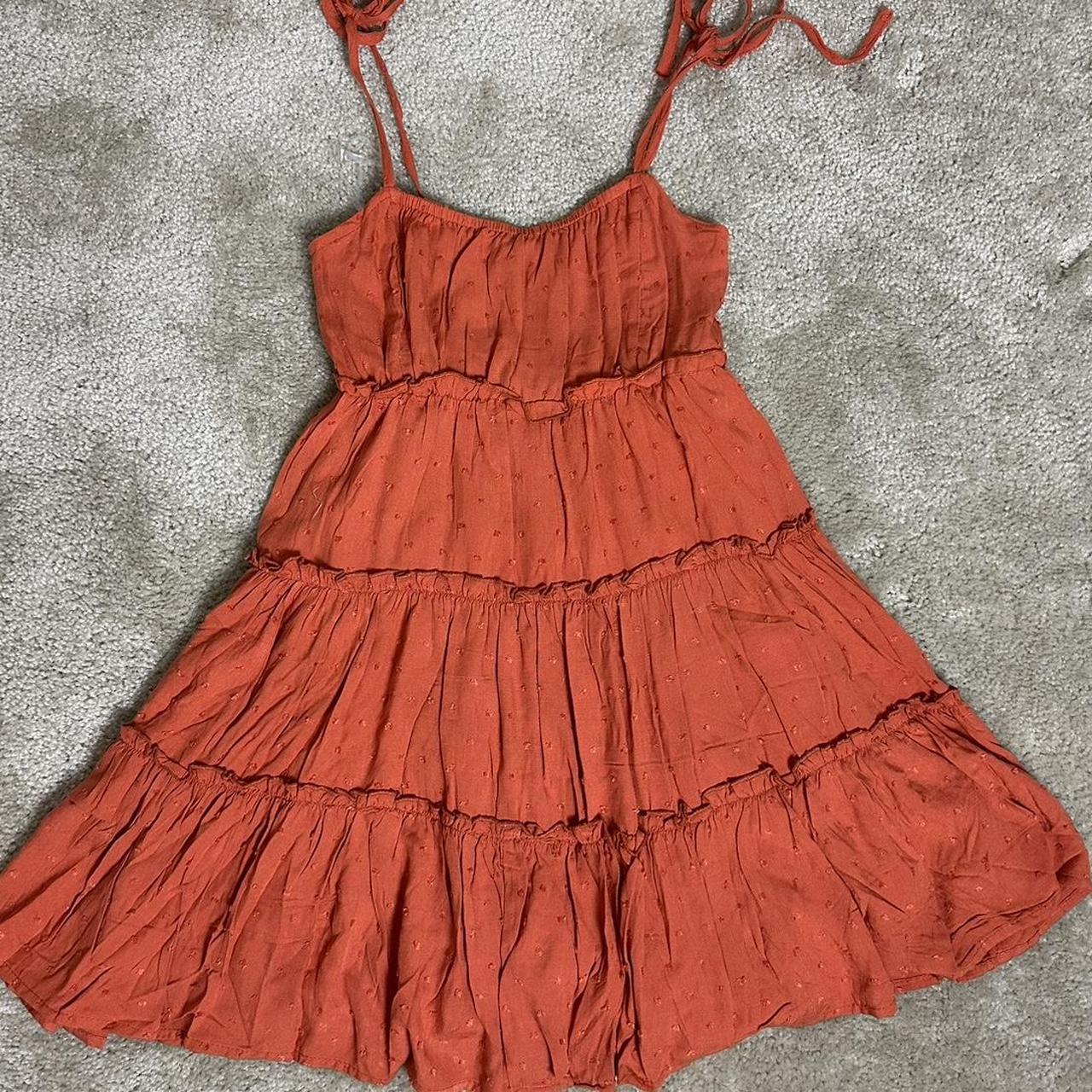 Super Cute Flowy Double Layered Orange Summer Dress... - Depop