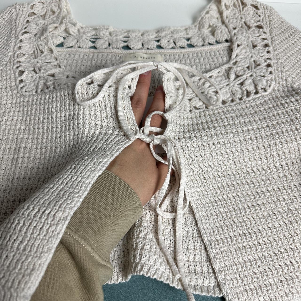 Beautiful Cream Crochet Open Front Long Sleeve That... - Depop