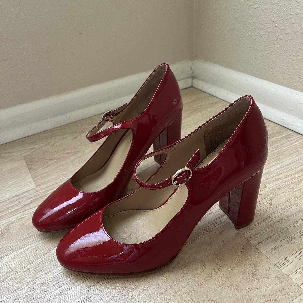 Patent leather red block heels from Antonio Melani.... - Depop