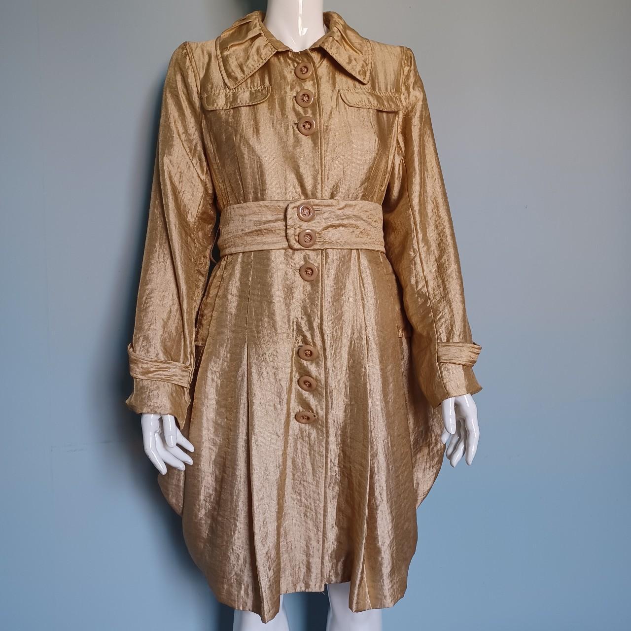 Unique vintage 90s lightweight gold trench coat with... - Depop