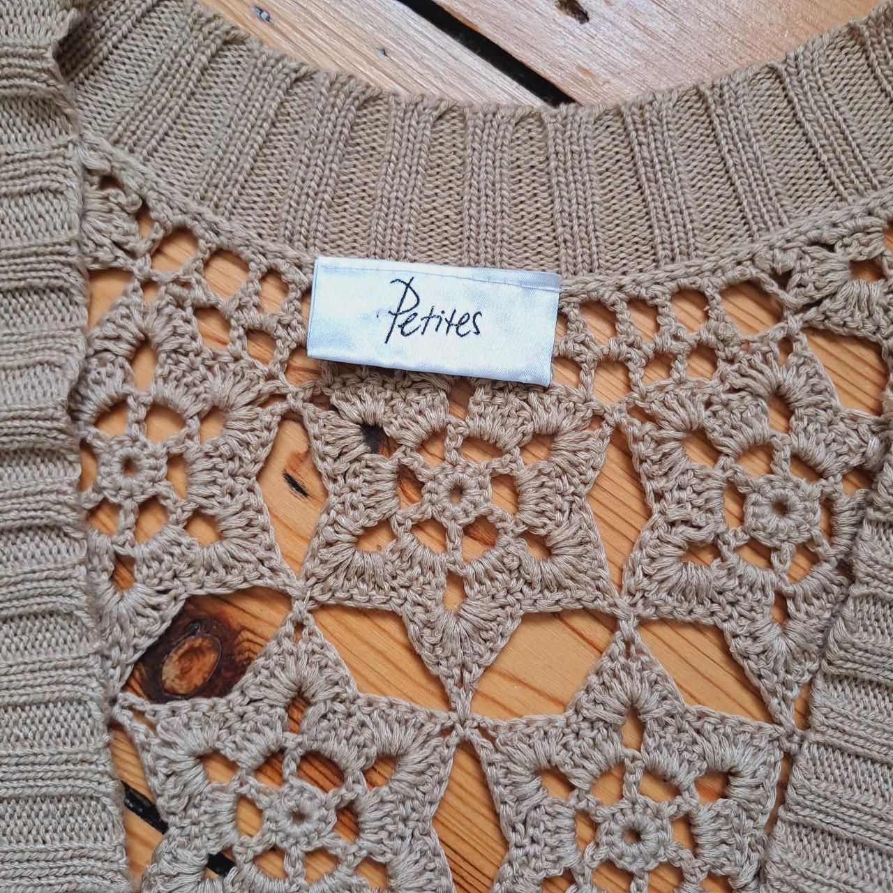 00s crochet taupe cropped bolero style cardigan by... - Depop