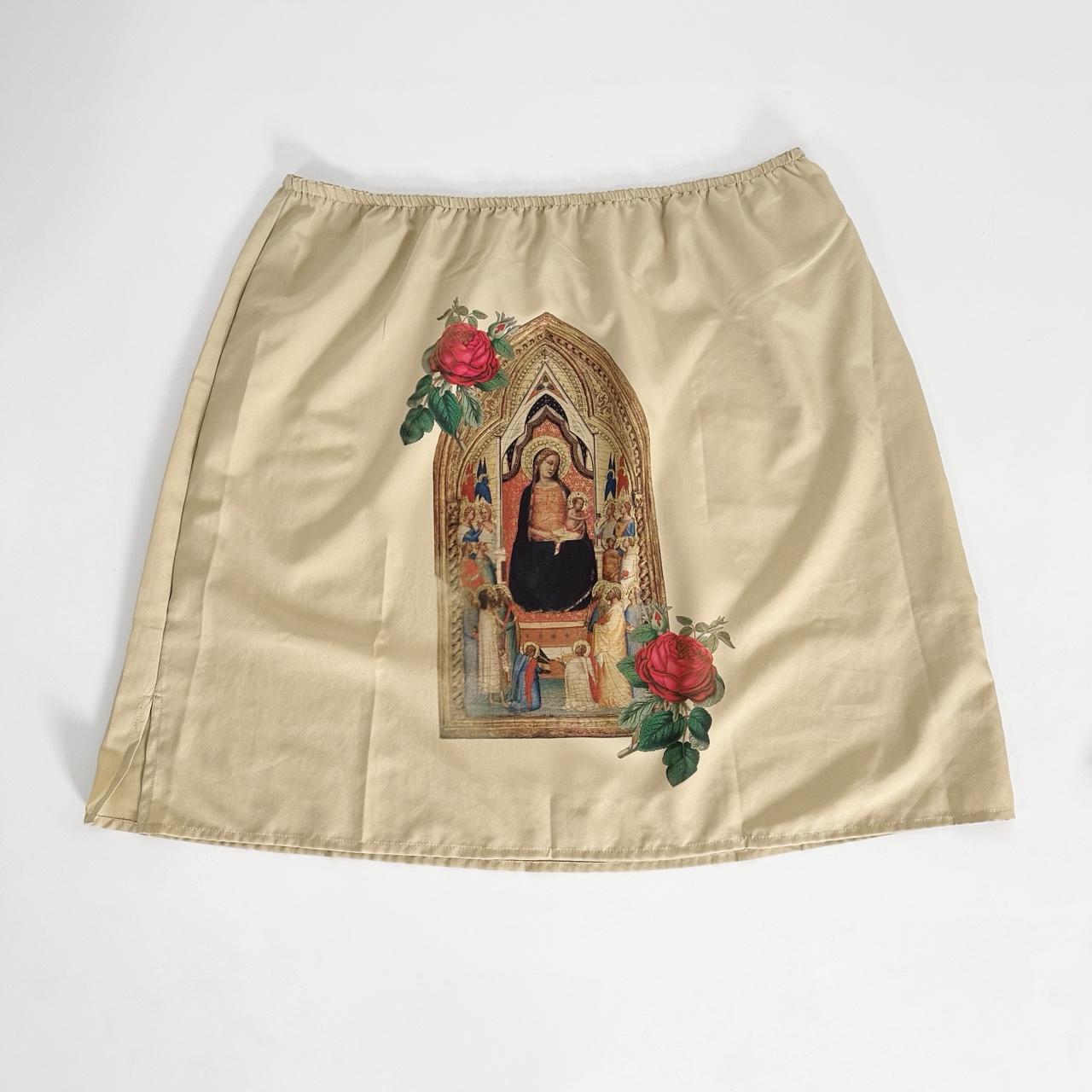 reworked medieval catholic roses collage gold beige... | Depop