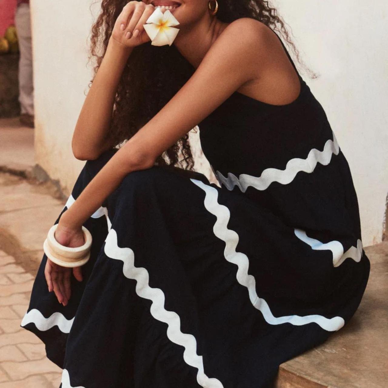 Mister Zimi Winifred maxi dress in ric rac black... - Depop