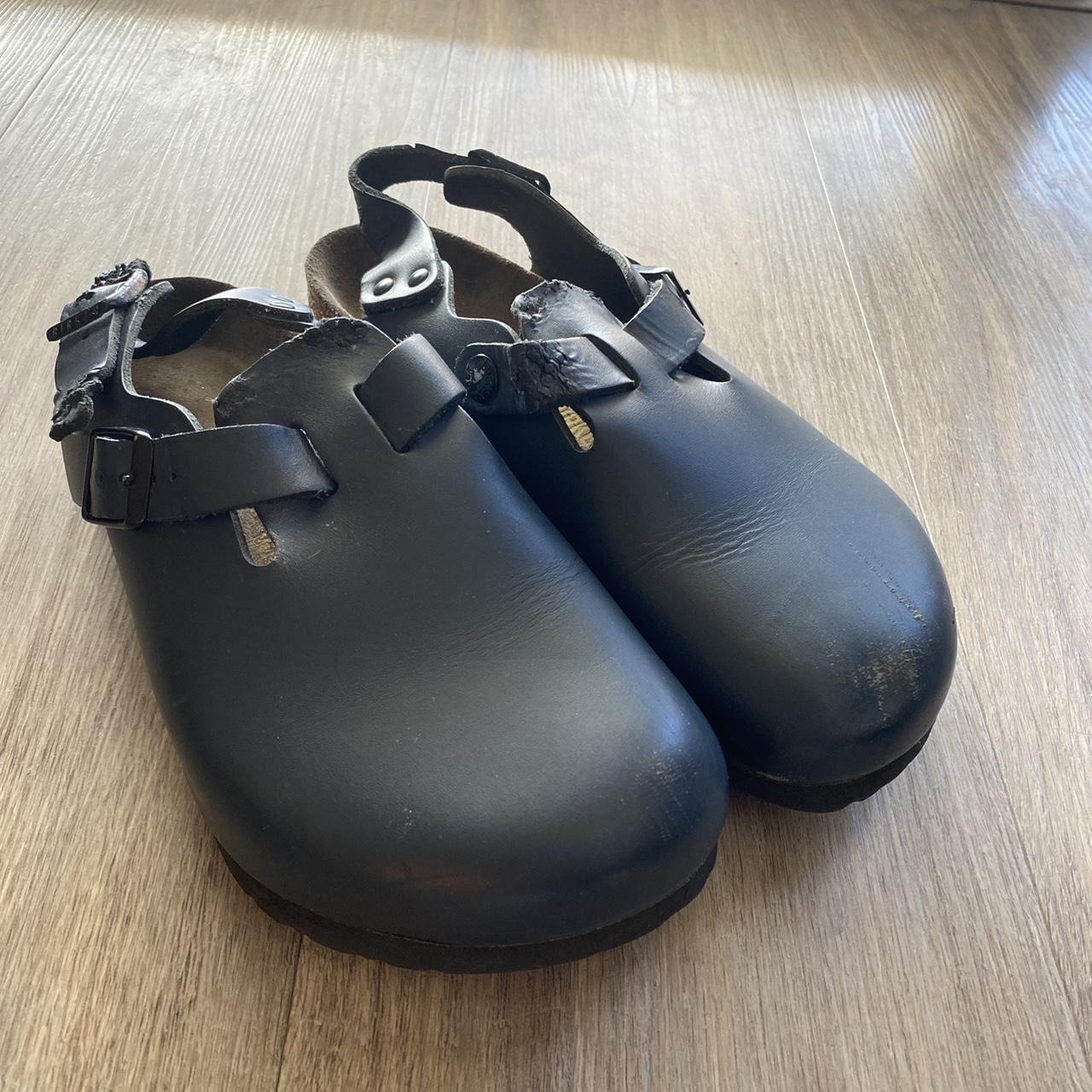 Birkenstock Women's Navy Clogs | Depop