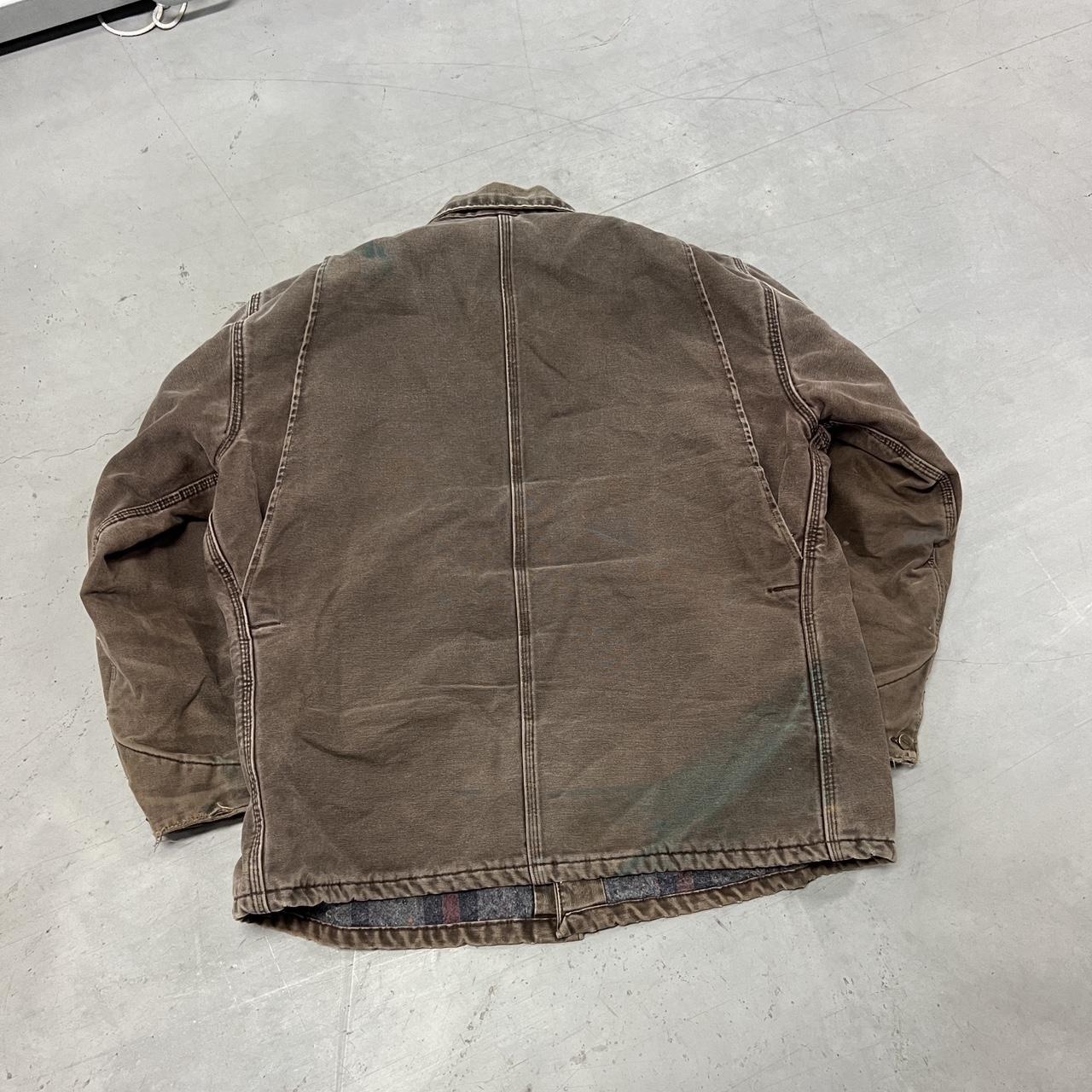 Vintage 80s Brown Carhartt Chore jacket Chocolate... - Depop