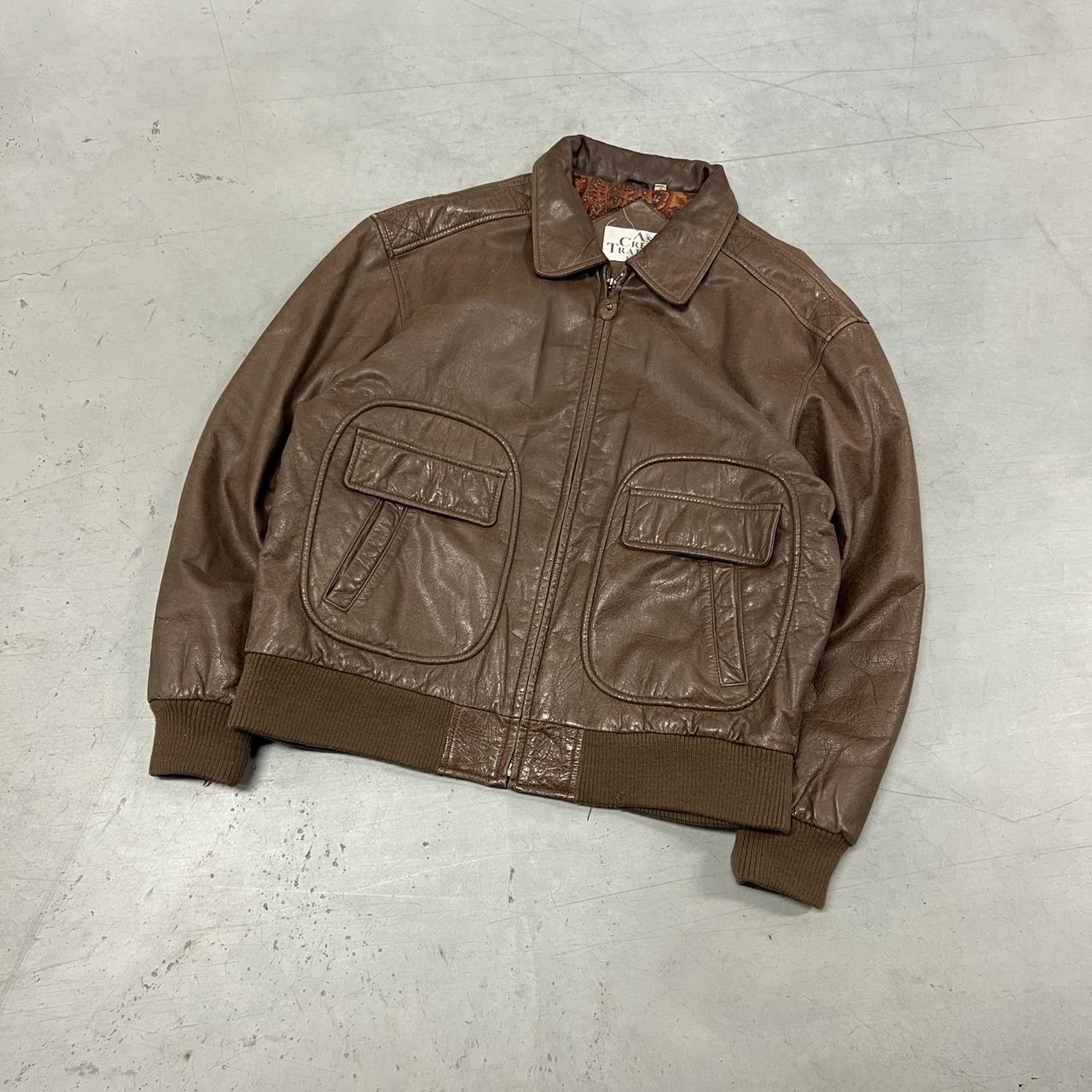 Vintage 90s Type A-2 Leather Jacket Unlucky Vintage... - Depop