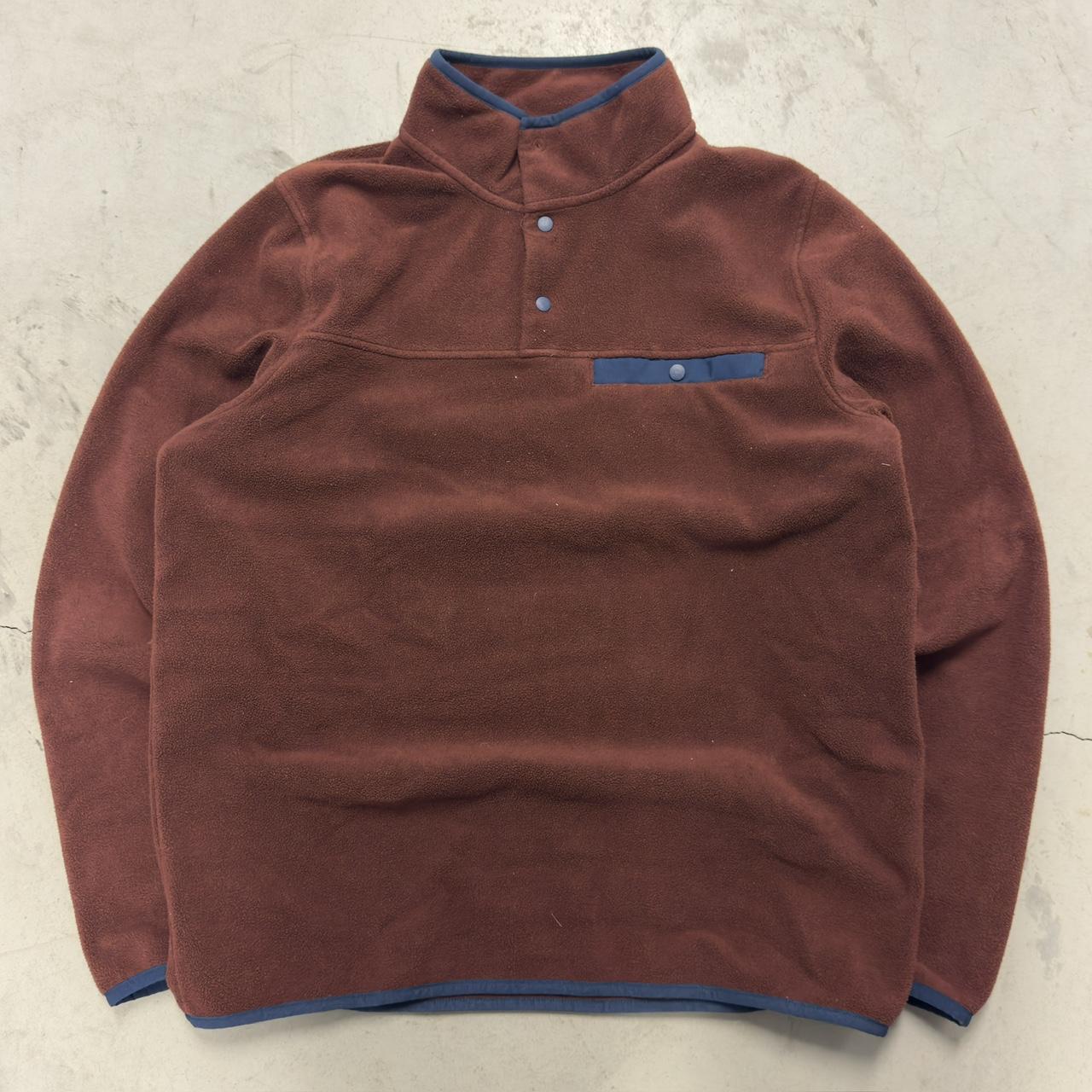 Vintage Earth Tone Synchilla Fleece Missing top button - Depop