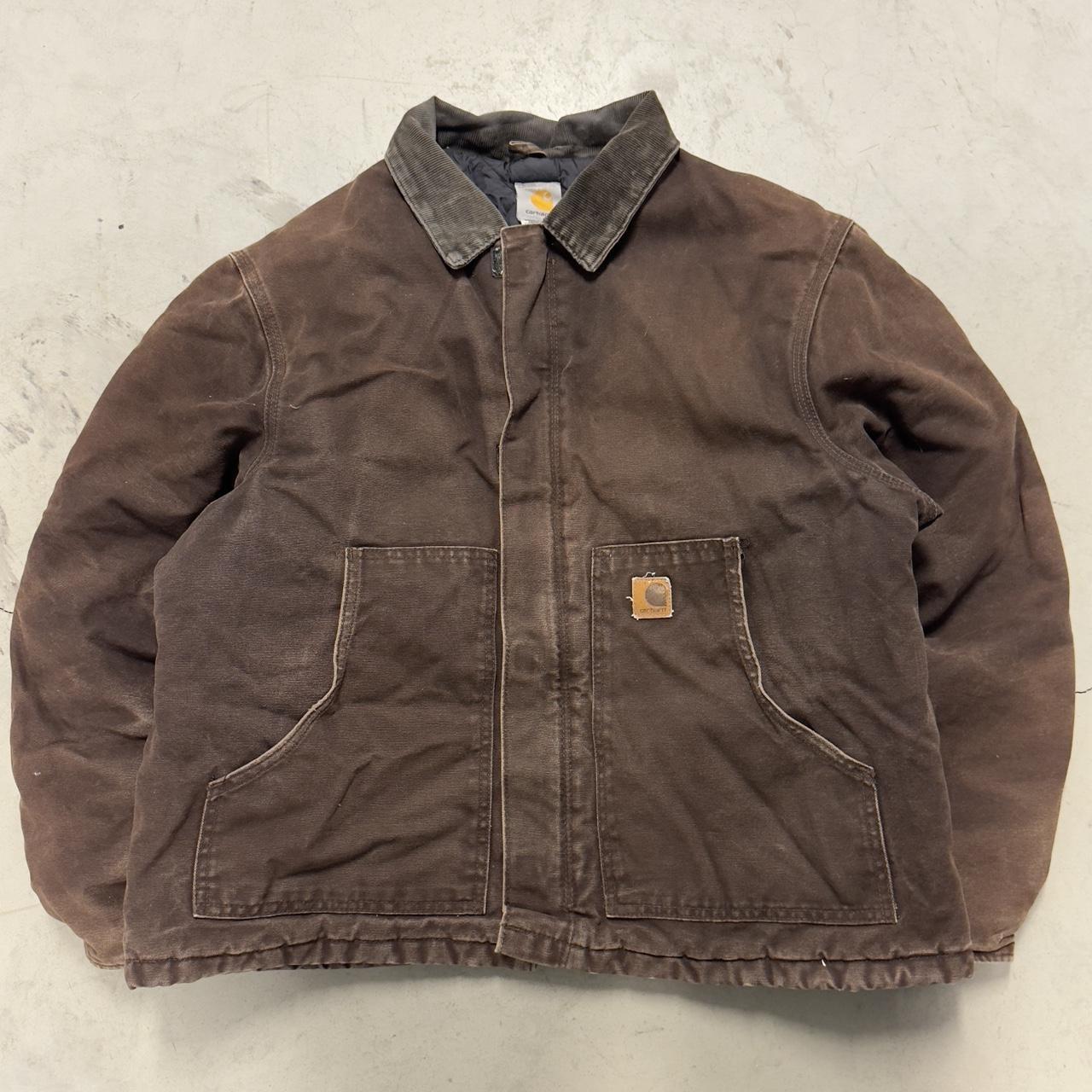Vintage Brown Carhartt Detroit Style Jacket Ptp... | Depop