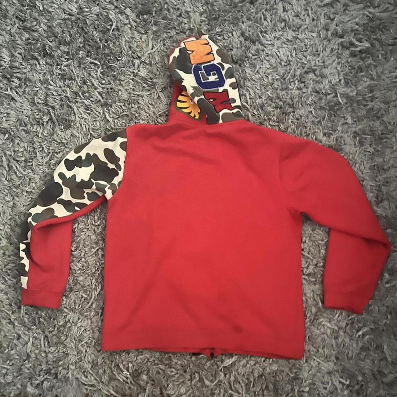 Red Bape hoodie size M full zip up dm for any questions - Depop