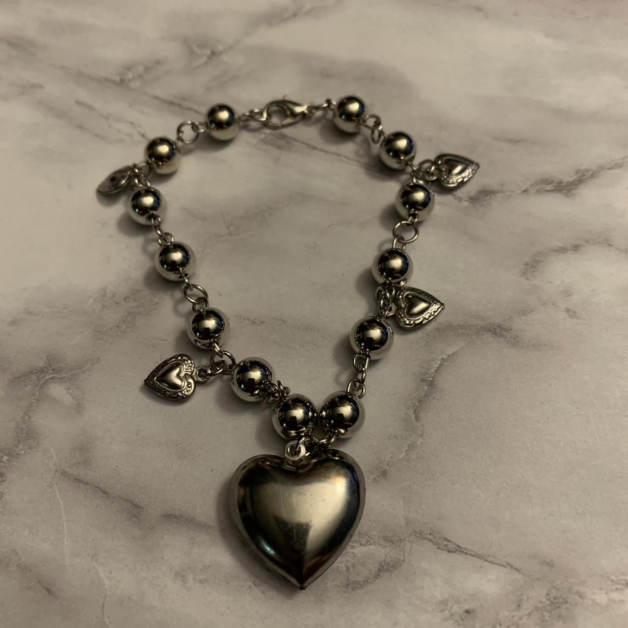 Super cute sliver heart charm bracelet. So cute.... - Depop