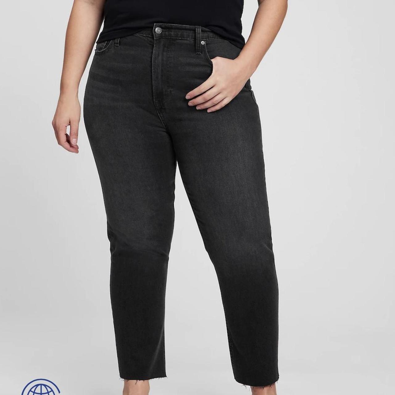 Sky High Rise Cheeky Straight Jeans Size 33 Black... - Depop