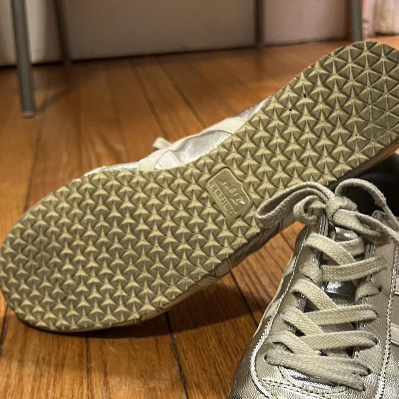 Onitsuka Tigers Silver Chrome White Stripe Silver... - Depop