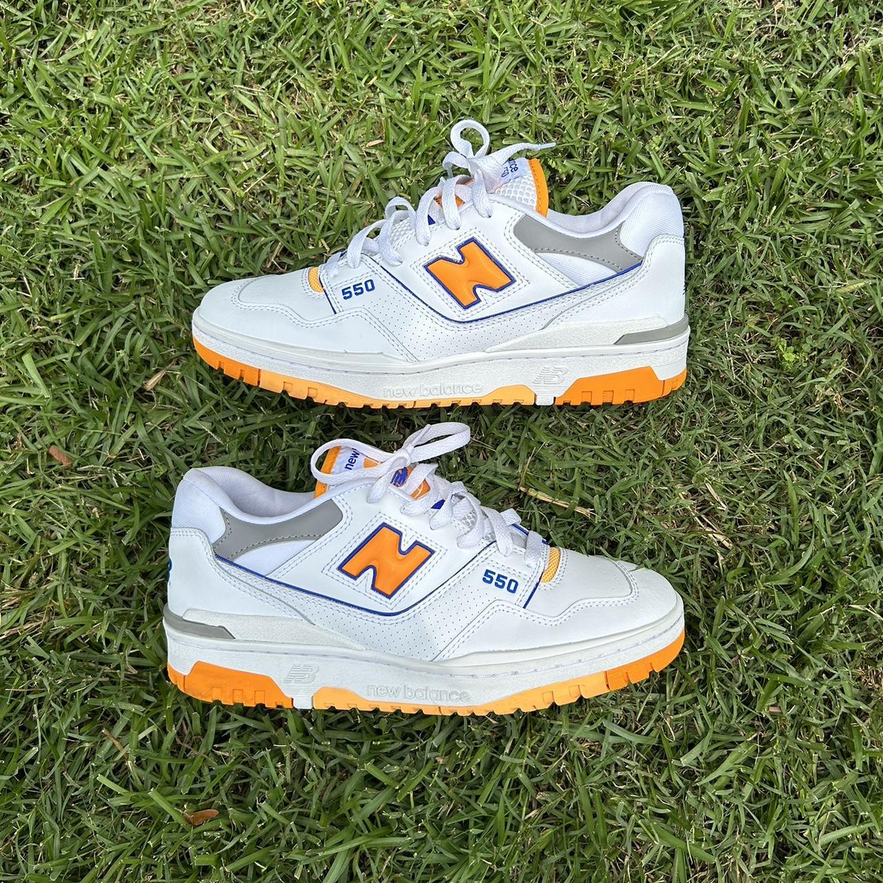 New Balance Men's White and Orange Trainers | Depop