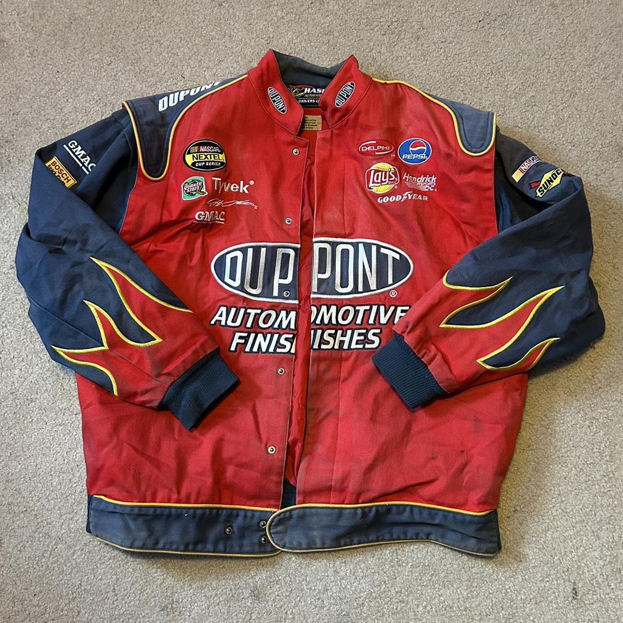 Vintage 90s NASCAR Racing Jacket Super cool flames... - Depop