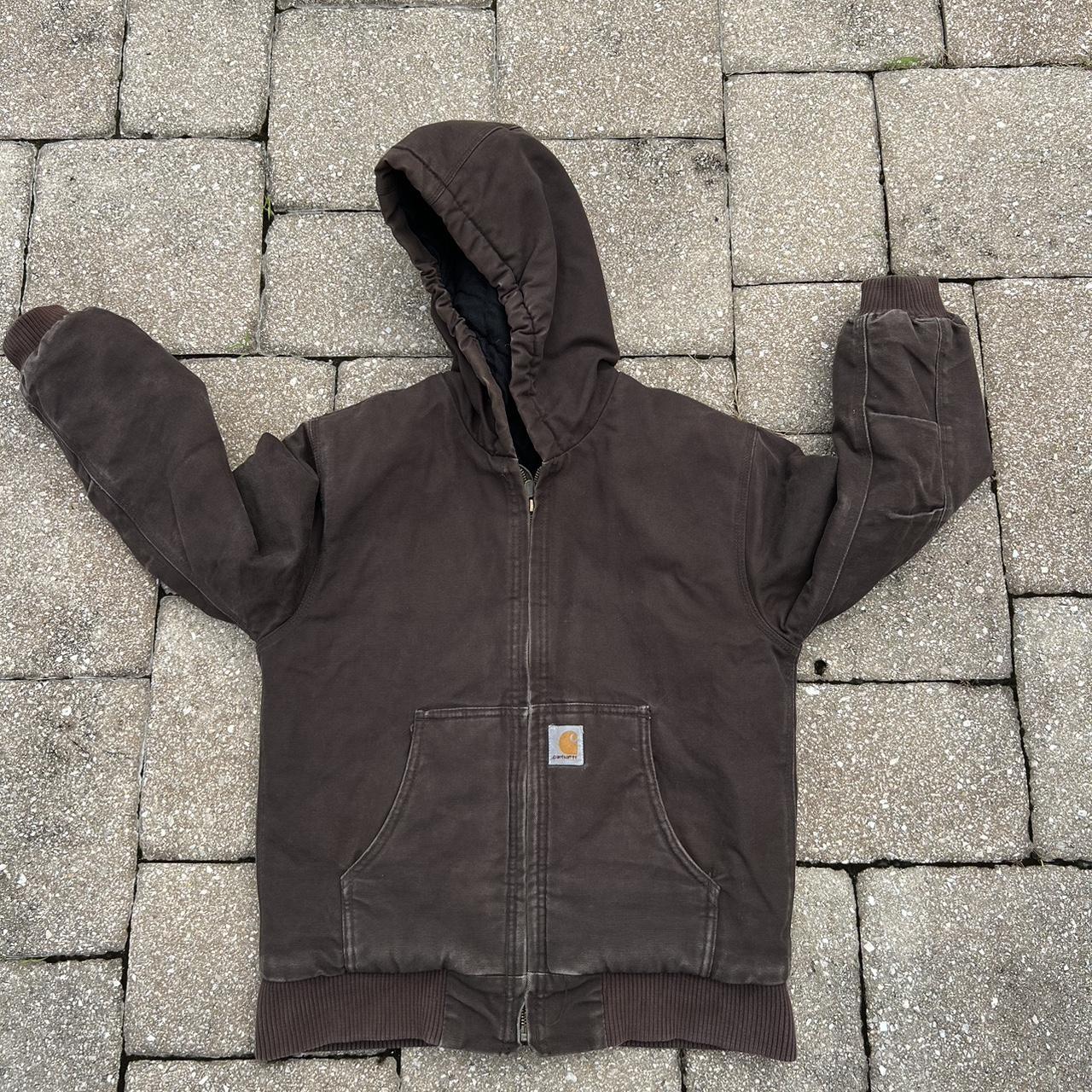🤎Women’s Brown Carhartt hooded jacket Pit to pit:... - Depop