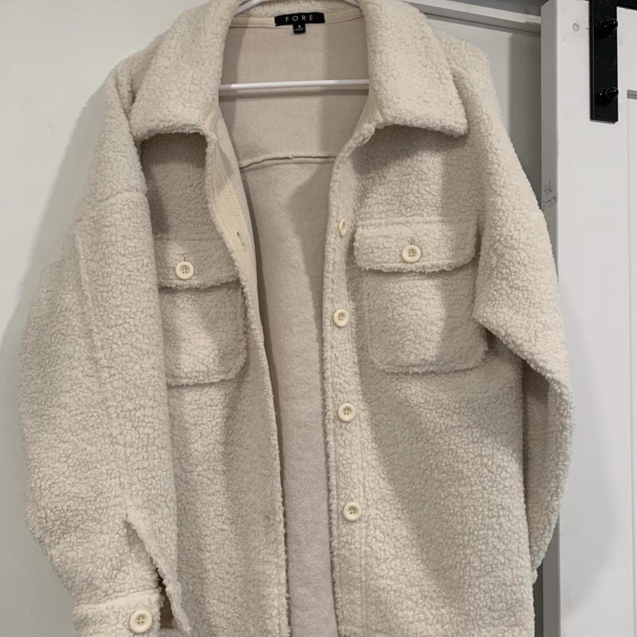 FORE Beige Button Up Jacket - Depop