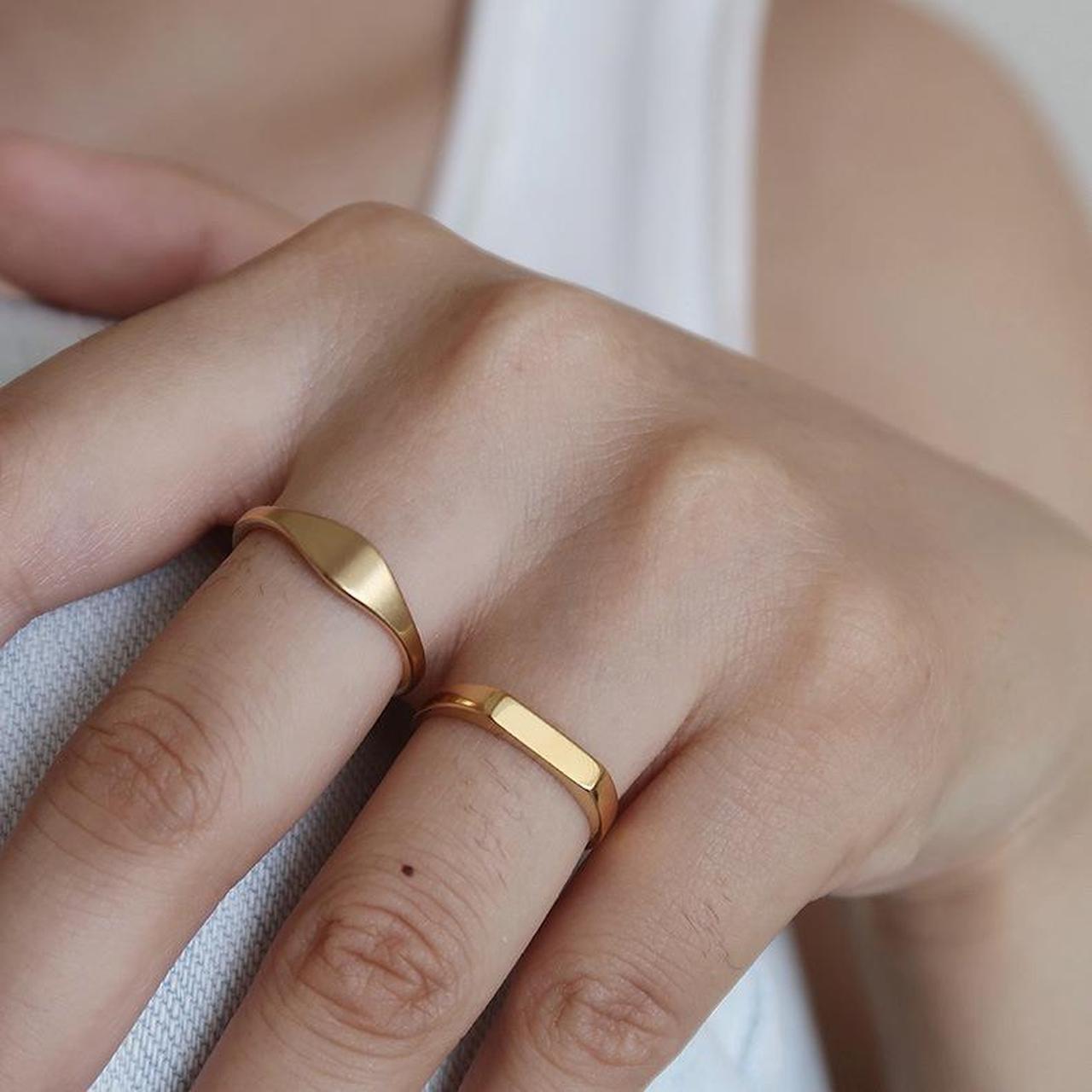 Minimalist Narrow surface gold ring Very chic... - Depop