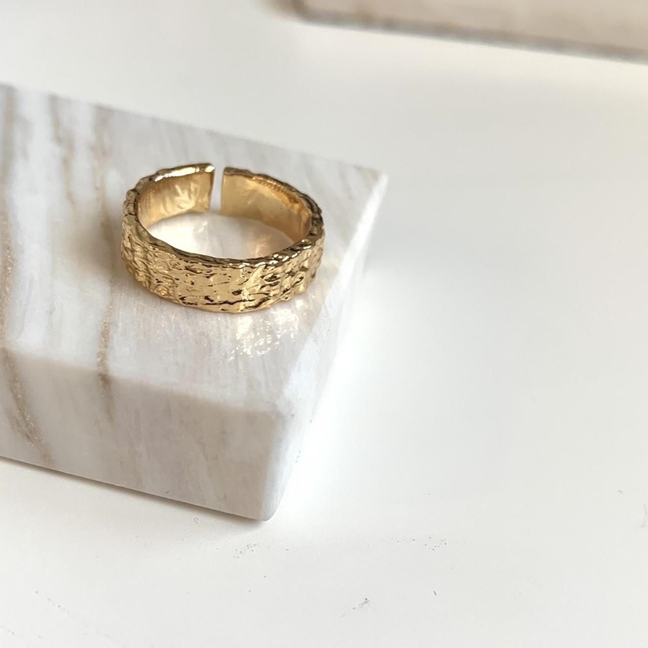 Ruffle textured open gold plated ring Very chic... - Depop