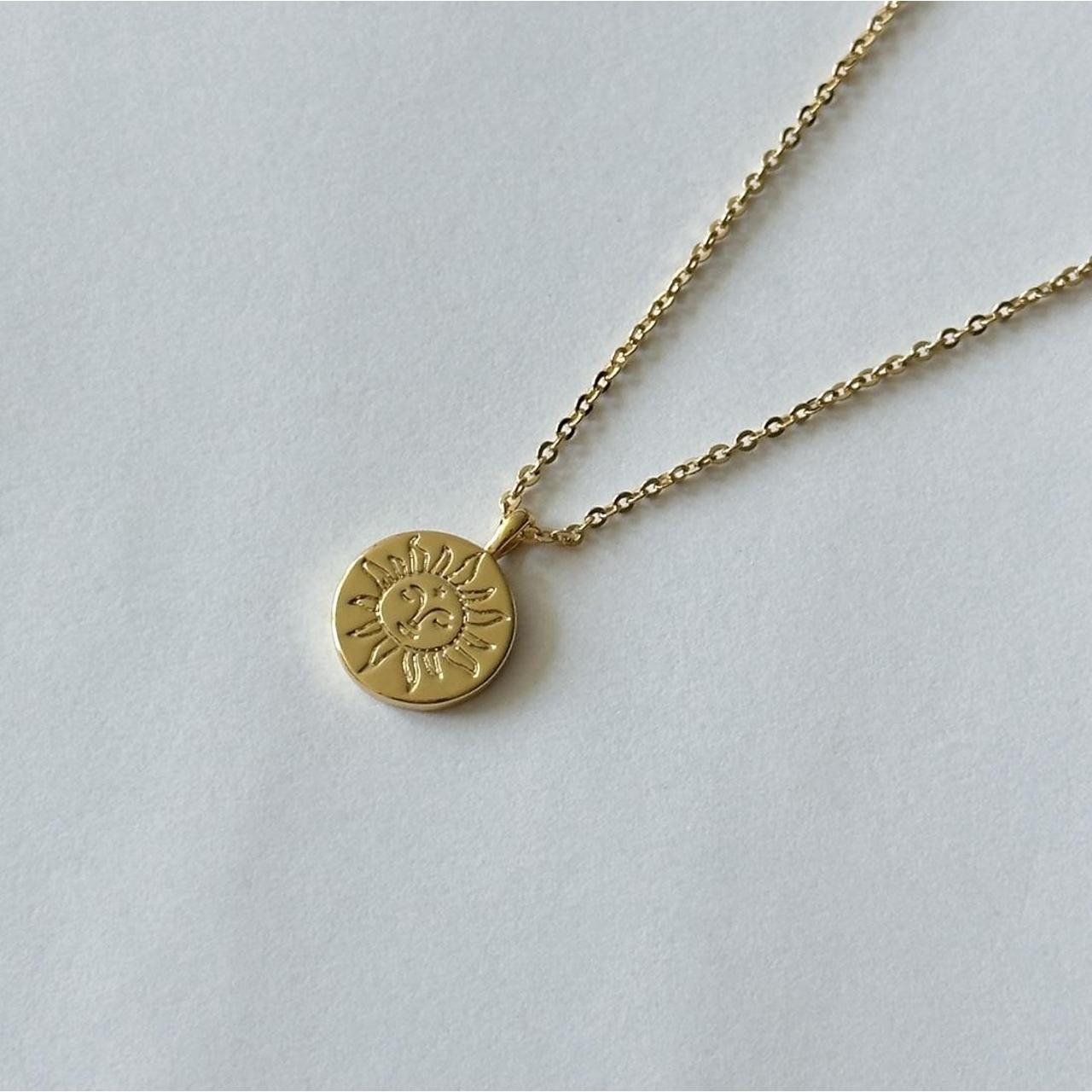 Sun coin pendant gold necklace sun necklace sun... - Depop