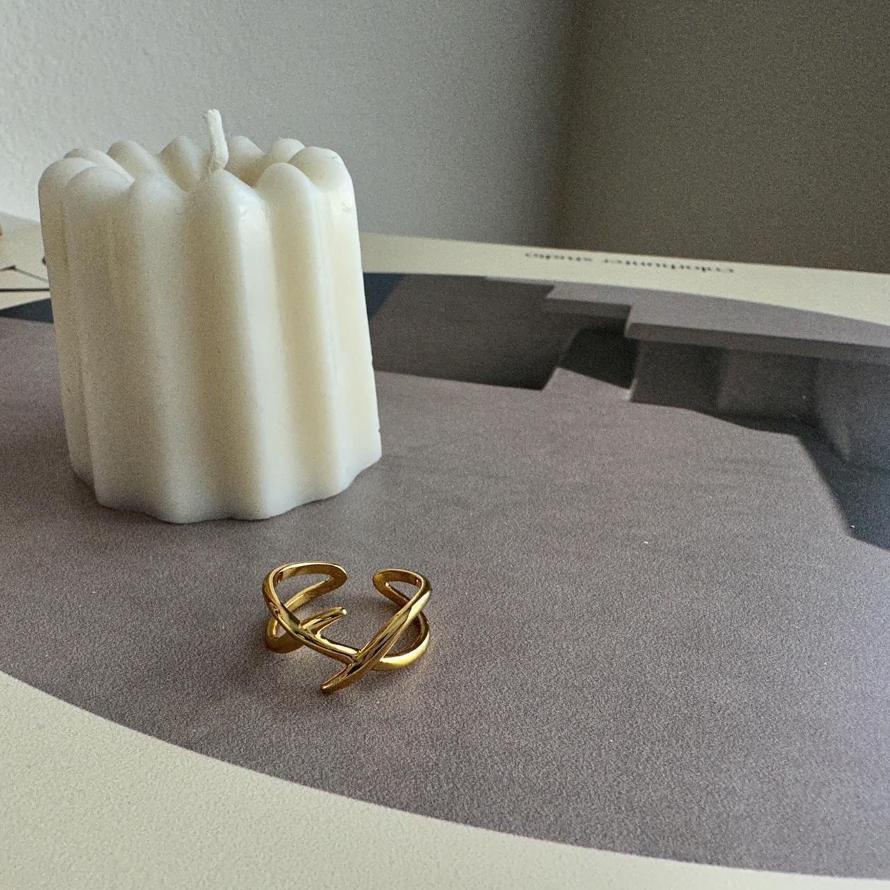 Gold lineage open chic ring 18k Gold plated... - Depop