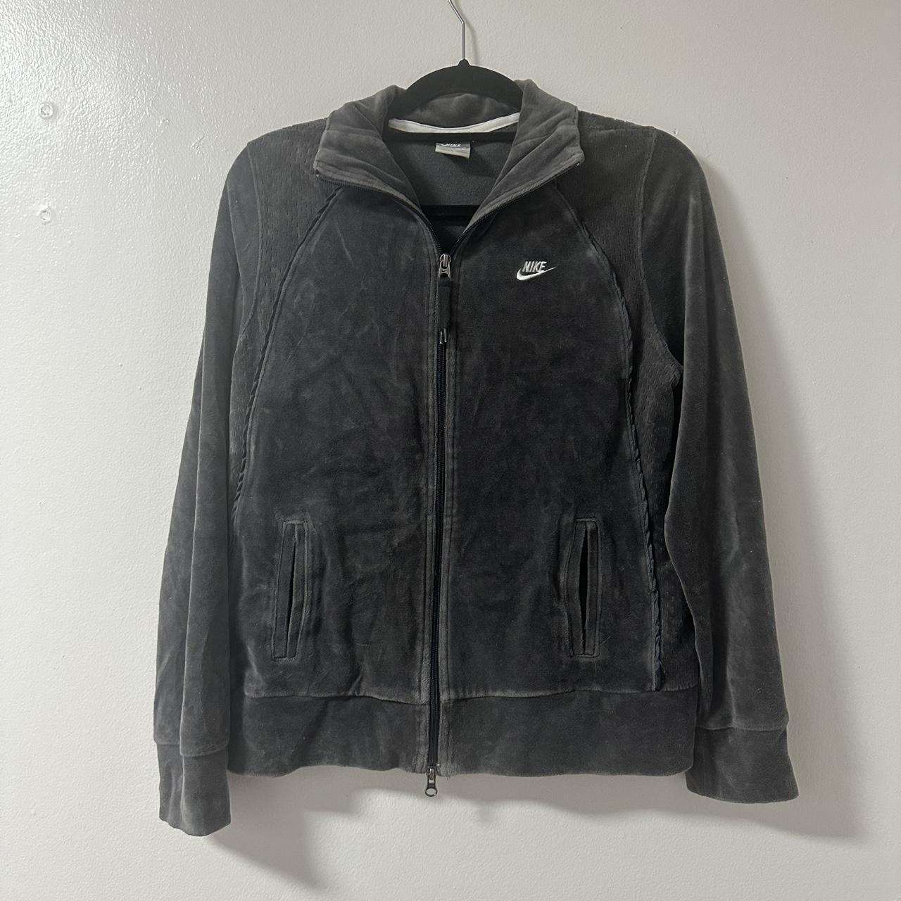 Grey Nike zip up jacket Vintage Nike Velour Jacket... | Depop