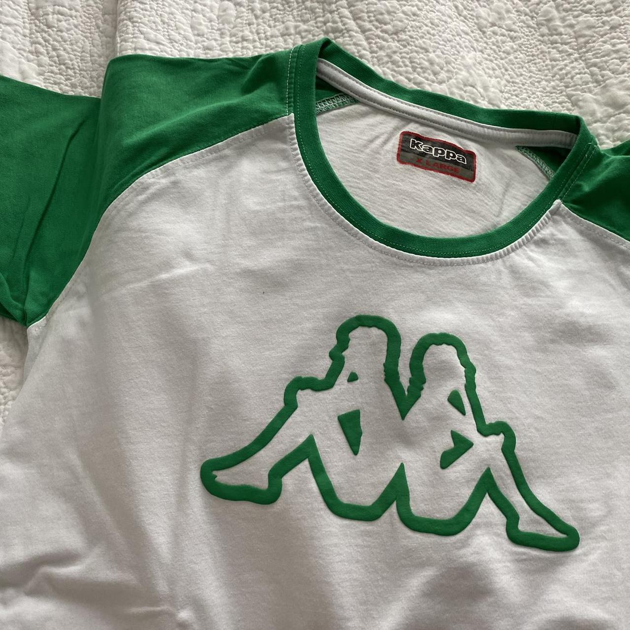 Kappa Women's Green and White T-shirt | Depop