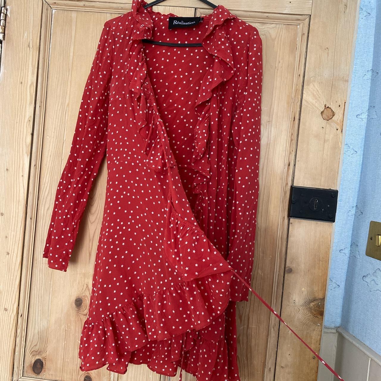 Réalisation Par Women's Red and White Dress | Depop