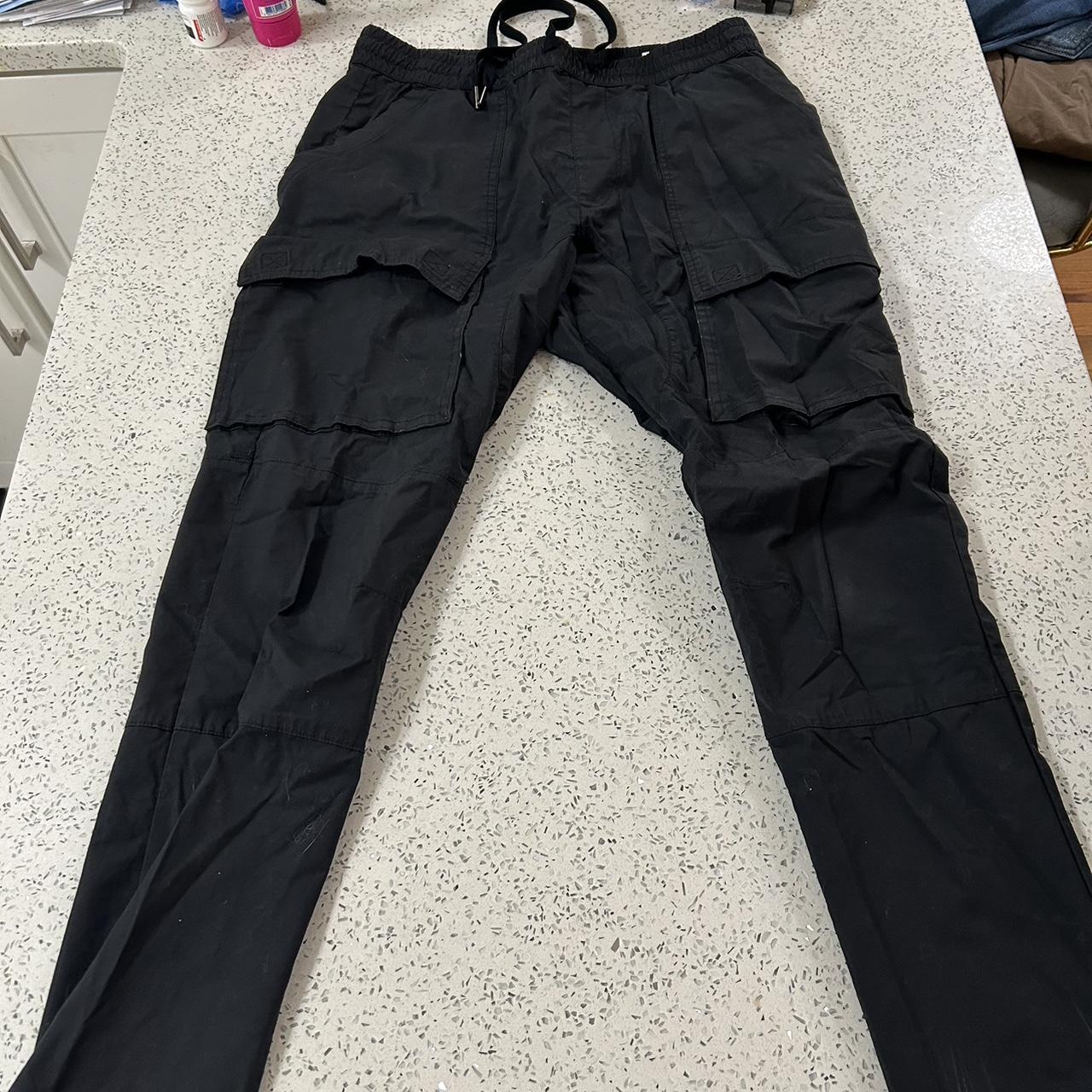 Black cargos with drawstring waist #cargos pacsun - Depop