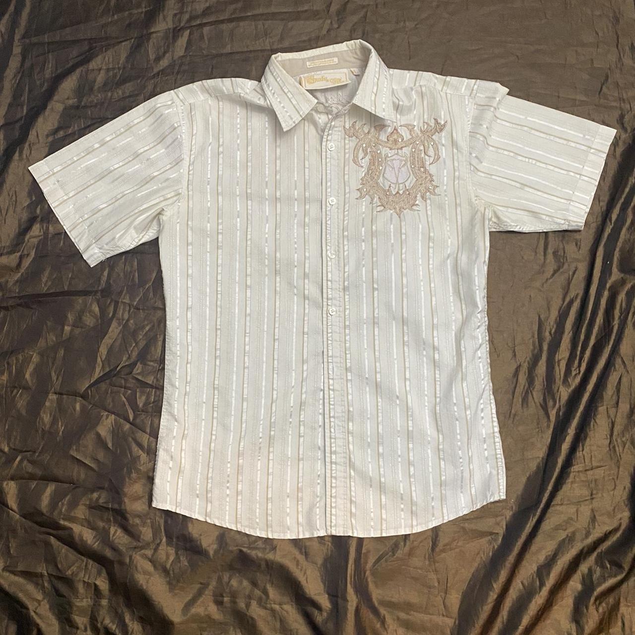 Y2K BUTTON UP WITH RHINESTONES LIKE AFFLICTION SUPER... - Depop