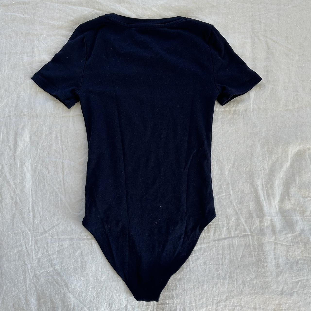 gap short sleeve bodysuit navy full back and clasps... - Depop
